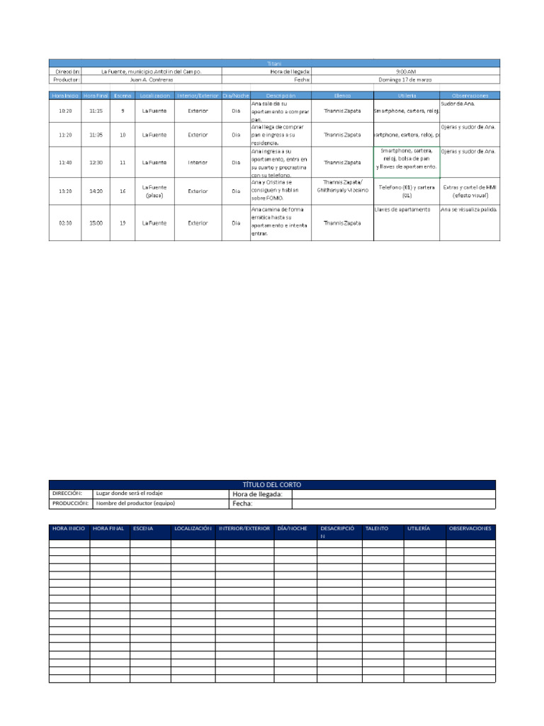 Plan de Rodaje | PDF
