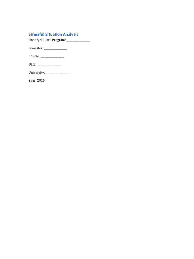 Stressful Situation Report Updated | PDF