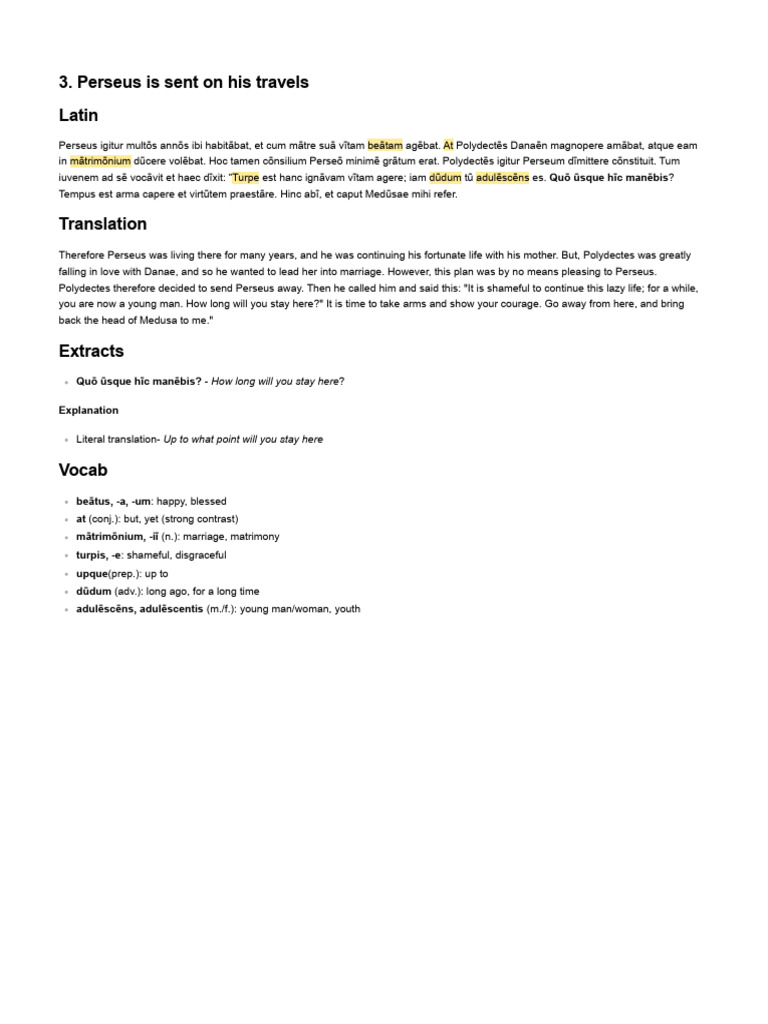 3. Perseus is Sent on His Travels | PDF