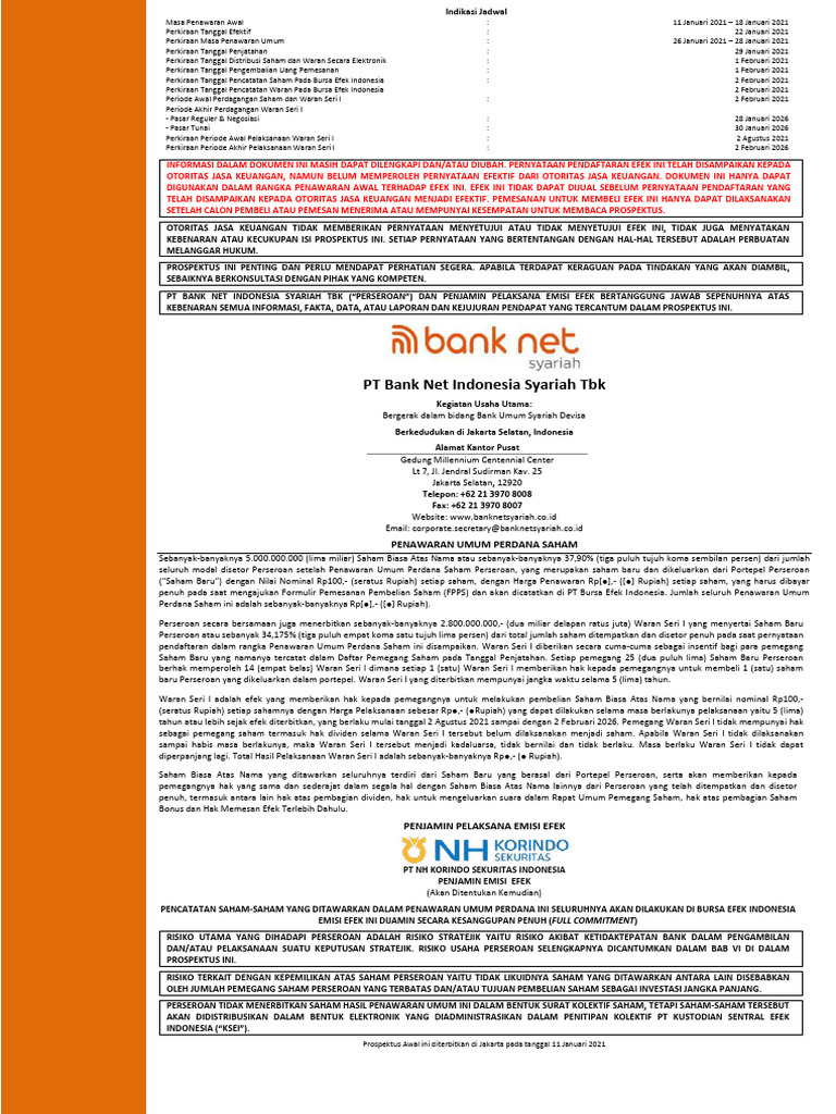 Prospektus Awal Aladin Bank Penawaran Umum Perdana Saham 2 | PDF