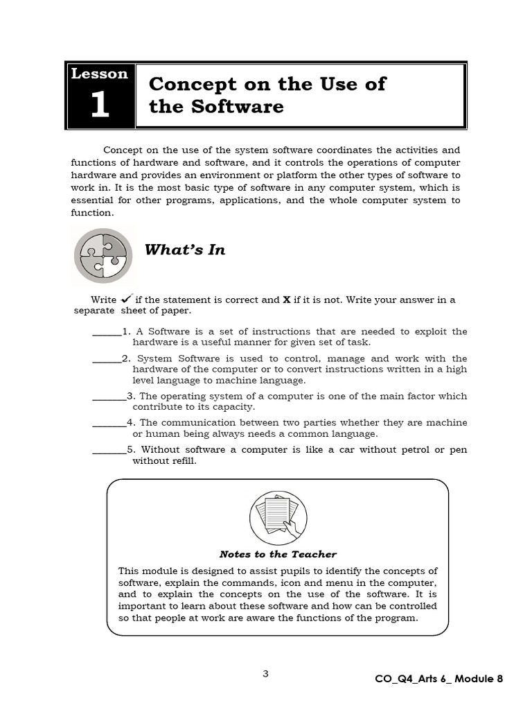 Arts 6 Q4 Module 8 Concept on the Use of the Software | PDF ...