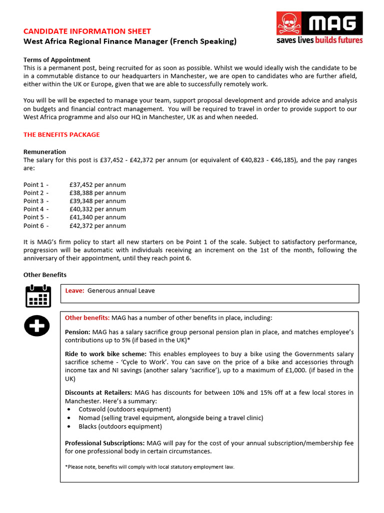 Candidate Info Sheet Regional Finance Manager | PDF | Business