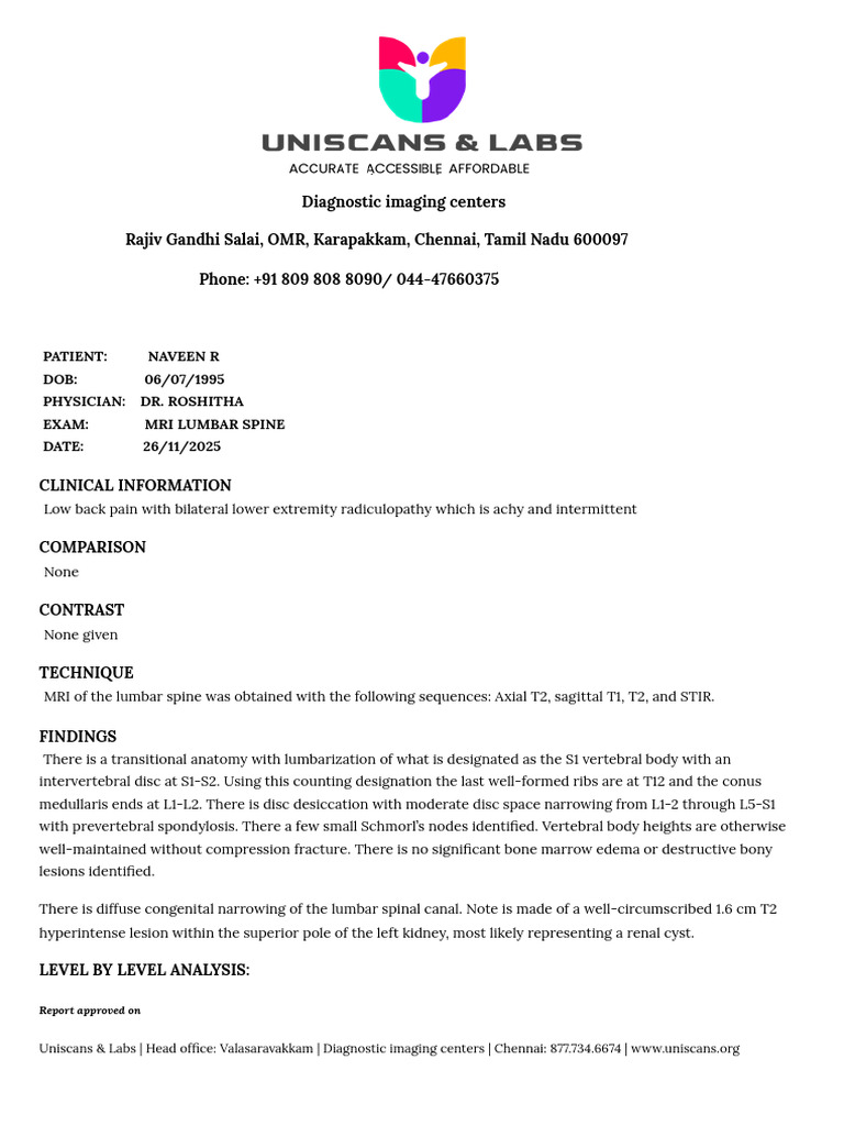 Naveen.R-MRI | PDF | Diseases And Disorders | Human Anatomy
