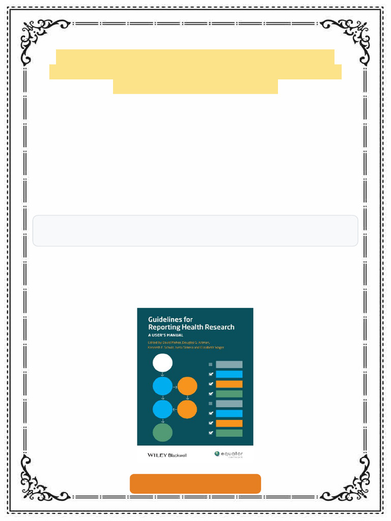 Guidelines for reporting health research a user s manual 1st Edition ...