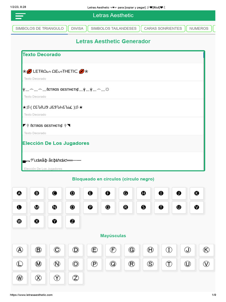 Letras Aesthetic: Símbolos y Estilos | PDF | Diseño gráfico ...