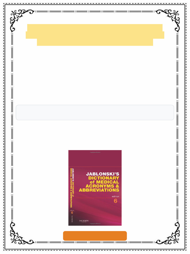 Jablonski s Dictionary of Medical Acronyms and Abbreviations 6th ...