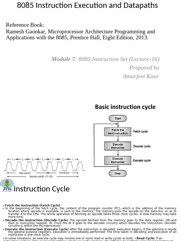 Module-7 8085 Instrcution Execution and Datapath (Lecture-16) | PDF ...