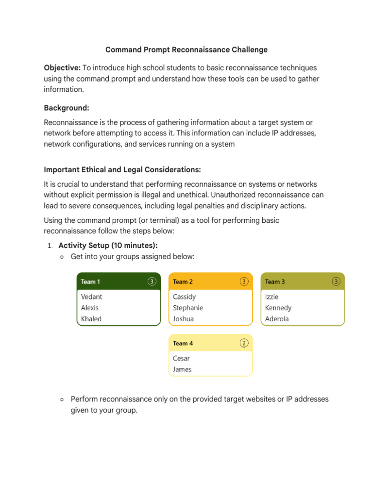 Command Prompt Reconnaissance Challenge Period 2 | PDF | Computer ...