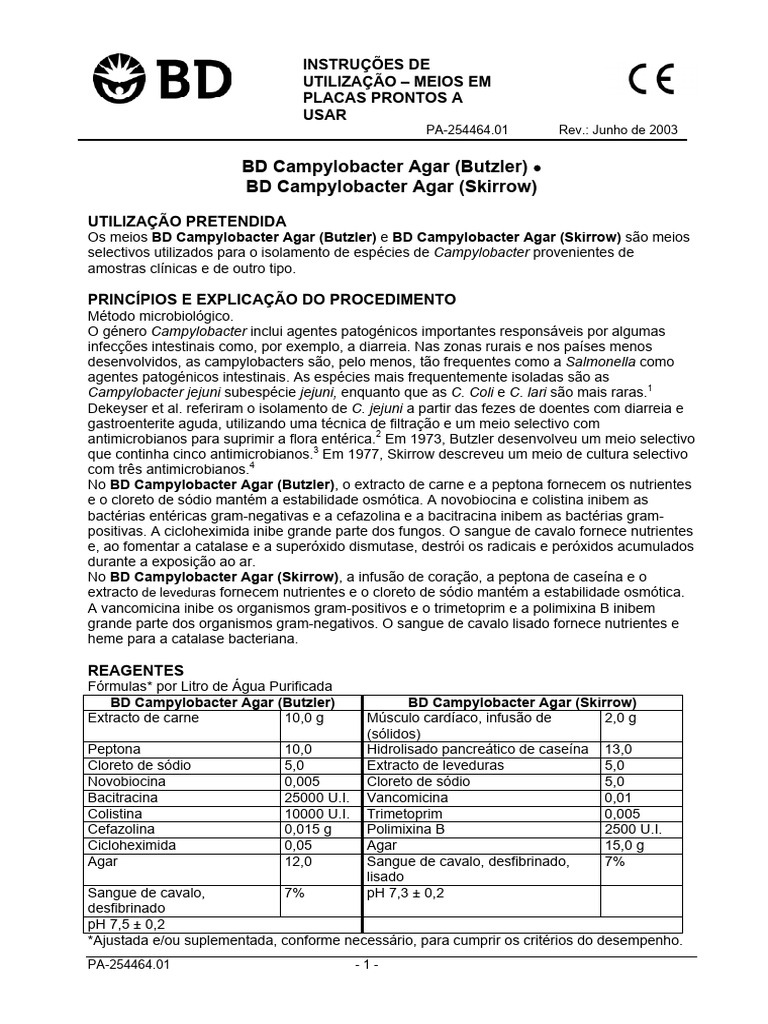 Meio Campylobacter | PDF | Ágar