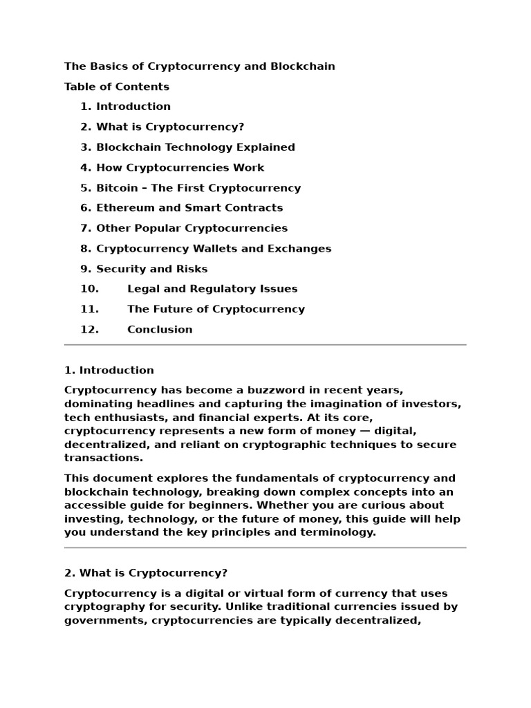The Basics of Cryptocurrency and Blockchain | PDF | Cryptocurrency ...