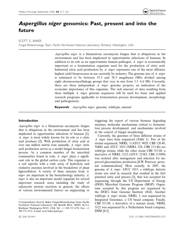 A. Niger | PDF | Aspergillus | Genetics