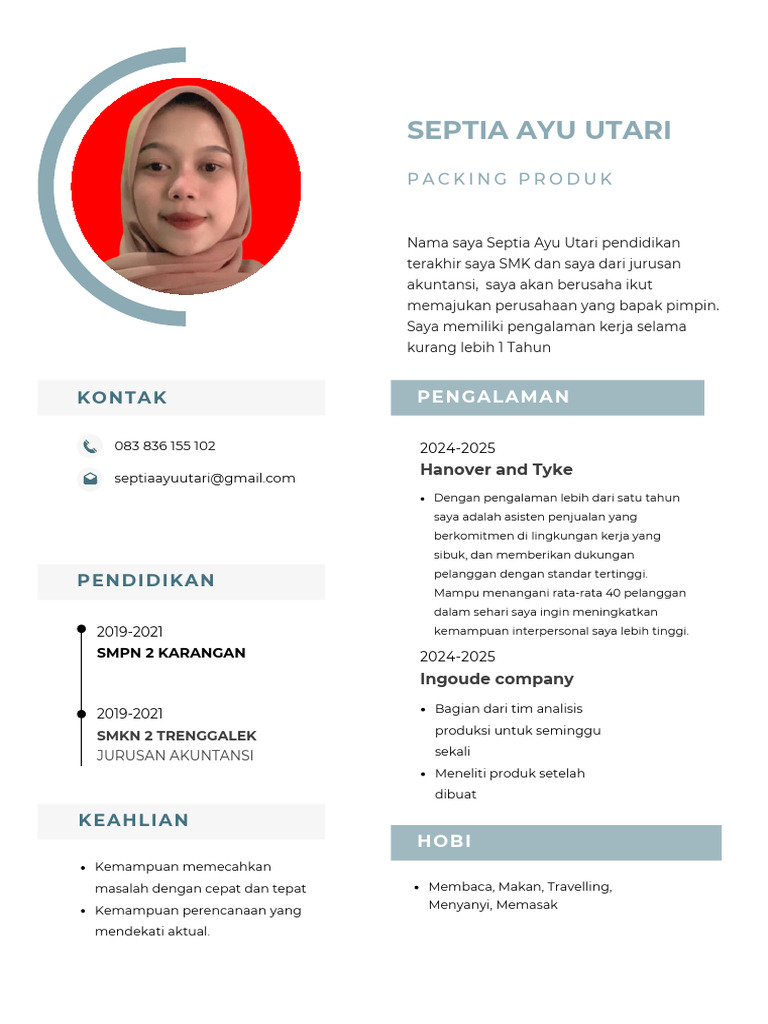 Profil Septia Ayu Utari: Pengalaman Kerja dan Keahlian | PDF
