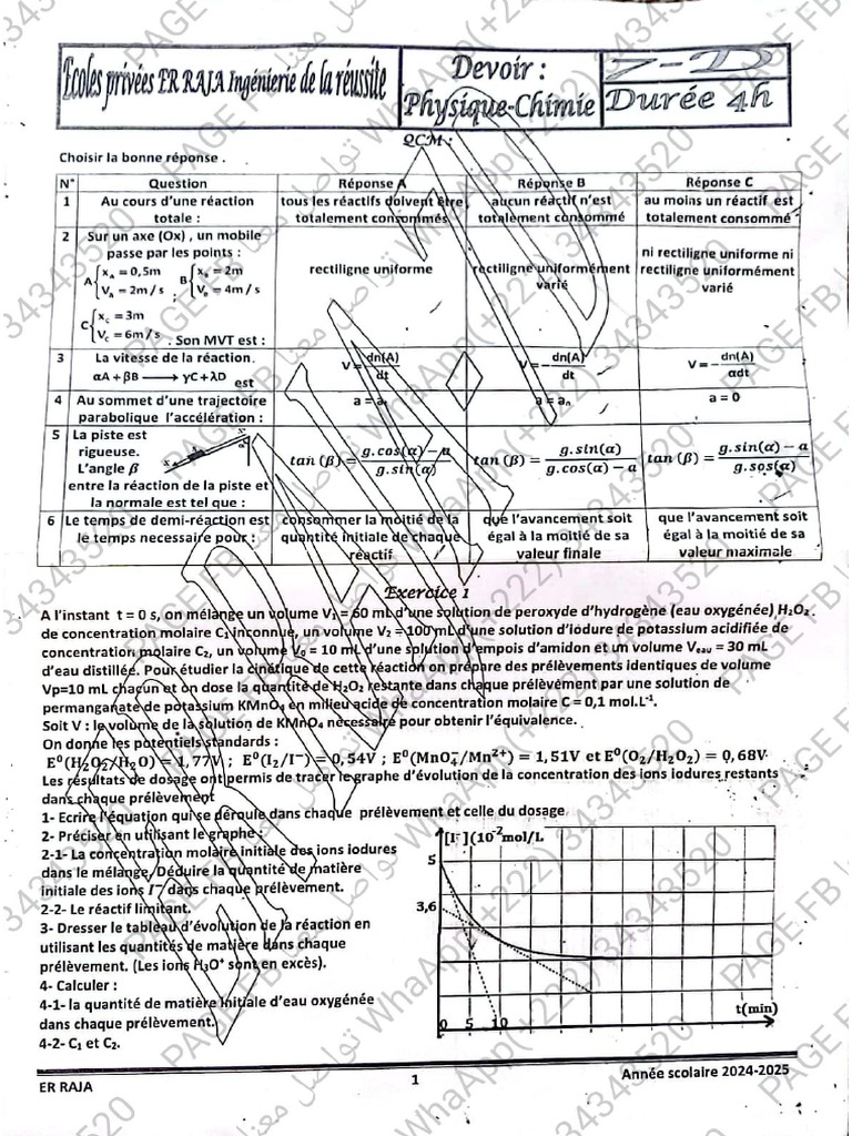 Devoir PC 7D ERRAJA 2024-2025-Copie | PDF