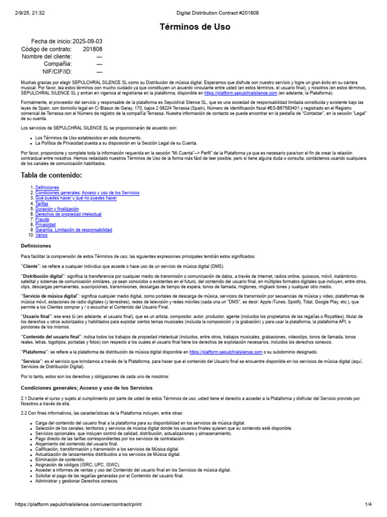 Digital Distribution Contract #201808 | PDF | Arbitraje | Impuestos