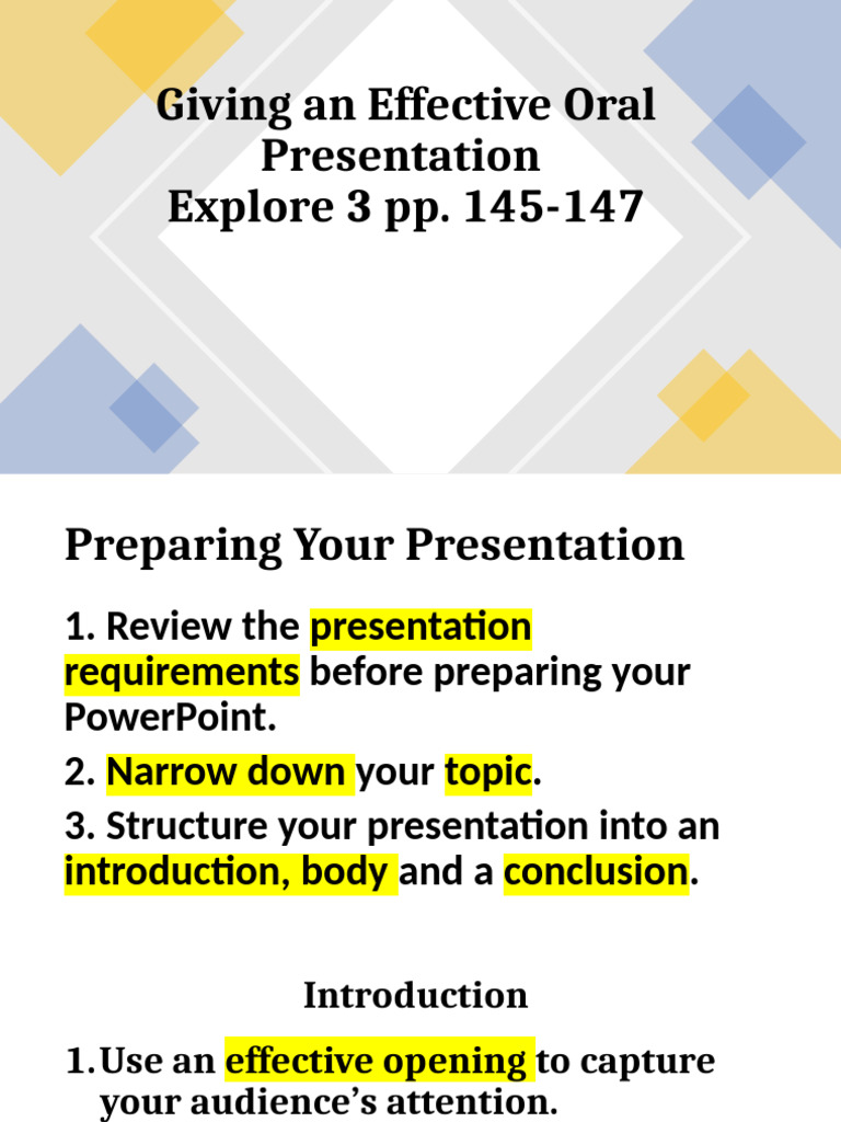 Giving An Effective Oral Presentation PP 145-147 | PDF