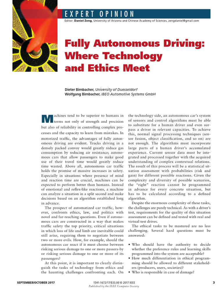 Ethics in Fully Autonomous Driving | PDF
