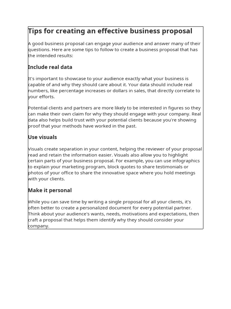 EL Tips For Creating An Effective Business Proposal | PDF
