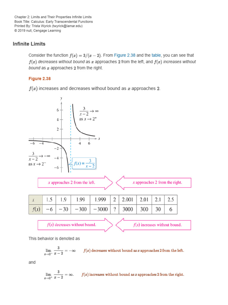 Understanding Infinite Limits in Calculus | PDF | Limit (Mathematics ...
