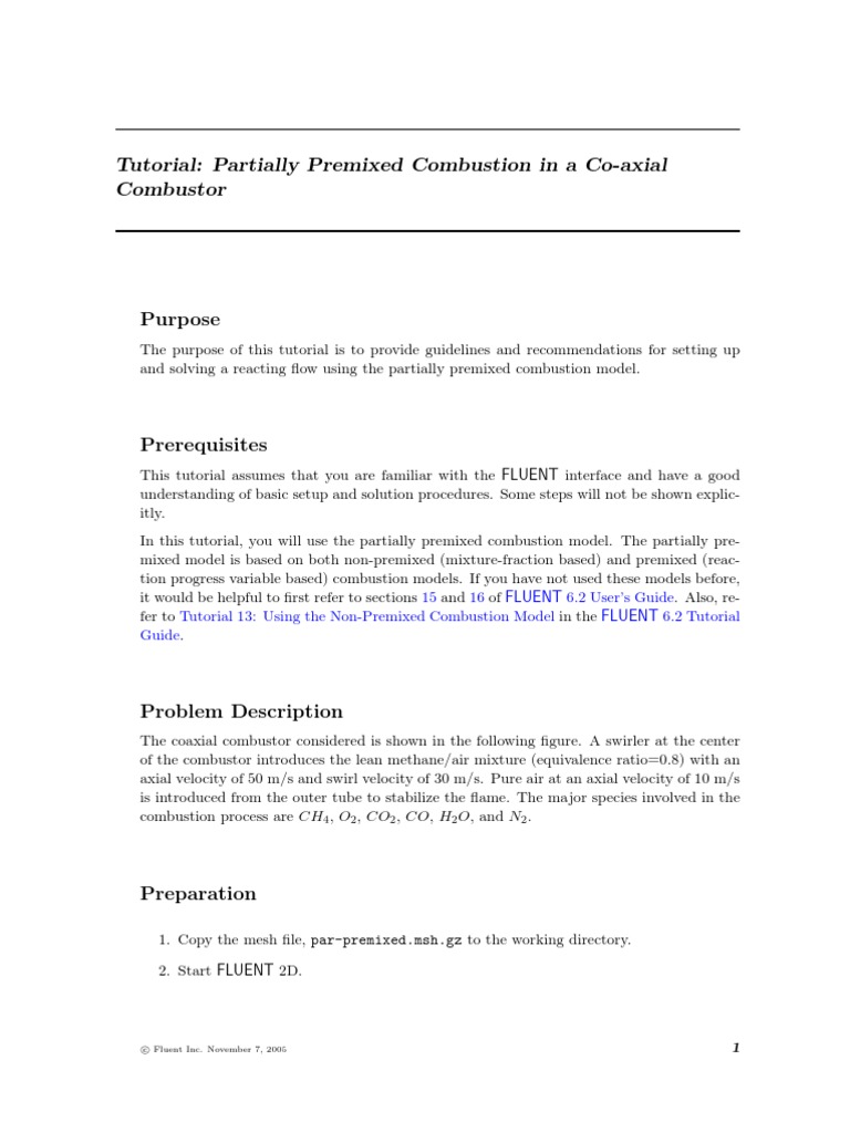 Co-Axial Combustor: Partially Premixed Combustion Tutorial | PDF ...