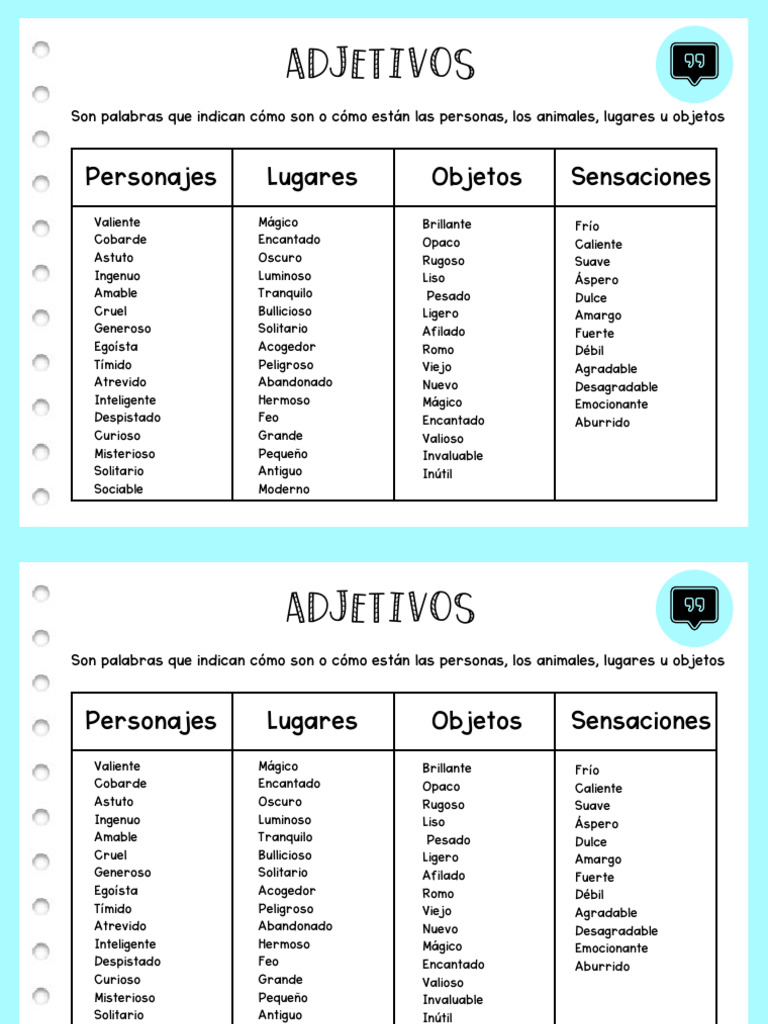 Lista de Adjetivos Descriptivos | PDF