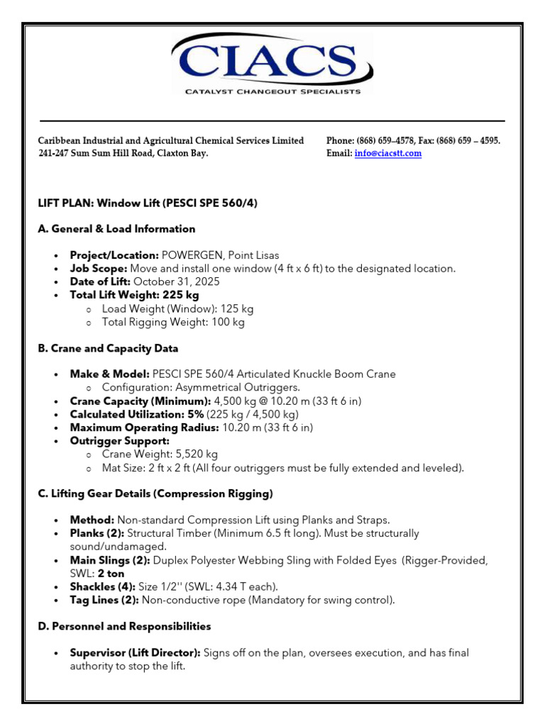 Hms - Lift Plan - Window (1) | PDF | Crane (Machine)