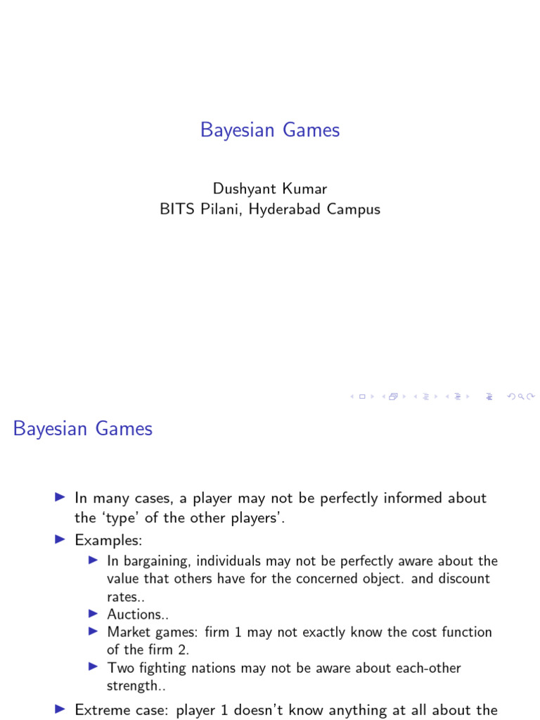 Bayesian Games | PDF | Economics Of Uncertainty | Mathematical And ...