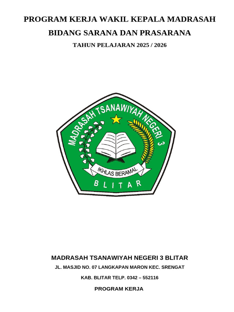 Program Kerja Sarpras MTsN 3 Blitar 25-26) | PDF
