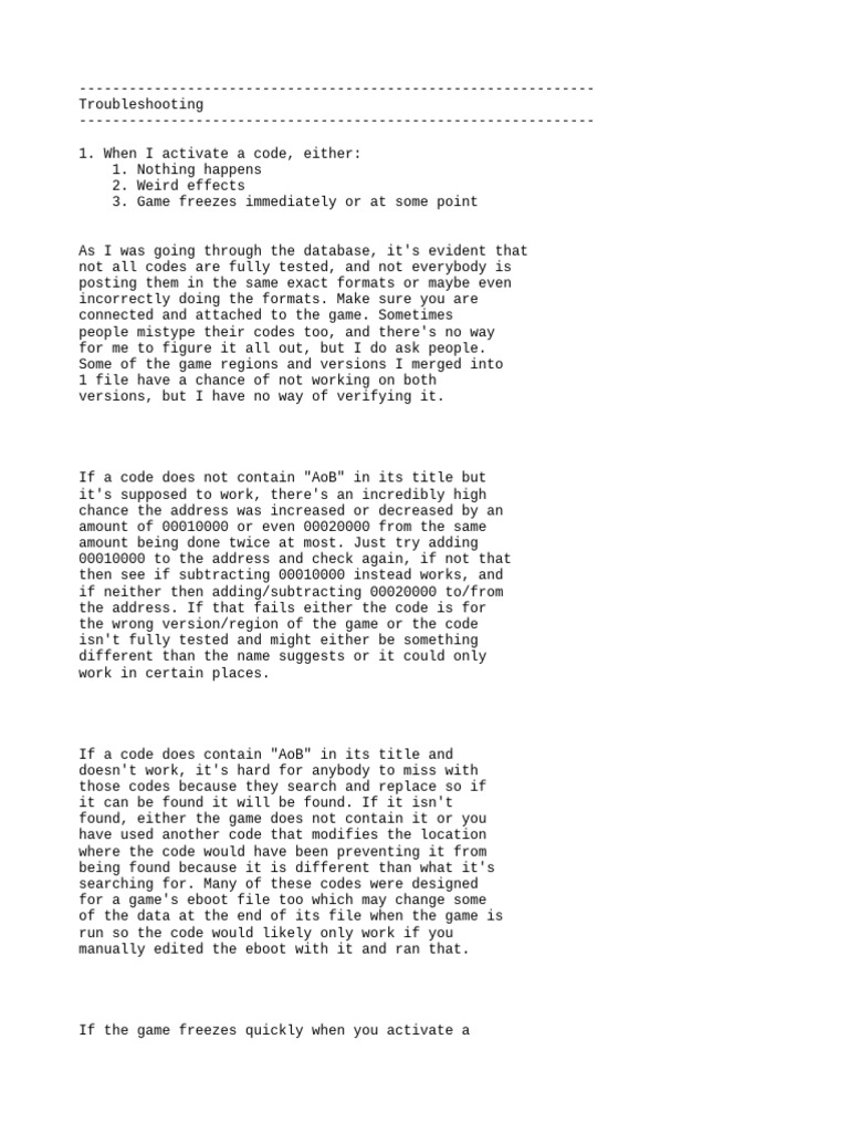 Troubleshooting Game Code Issues | PDF