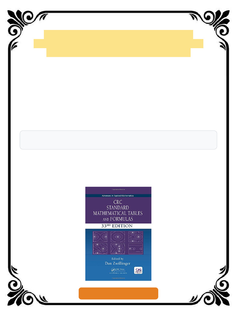 CRC Standard Mathematical Tables and Formulas 33rd Edition Daniel Zwillinger Ebook Permanent ...