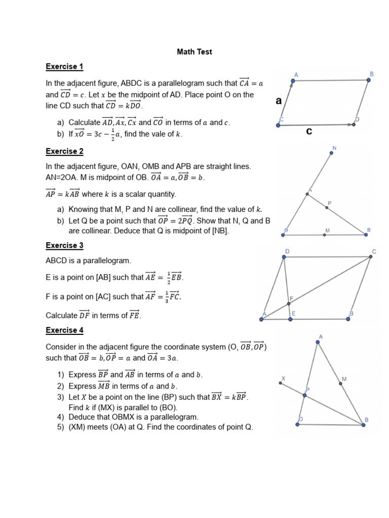 Math Quiz Vectors | PDF