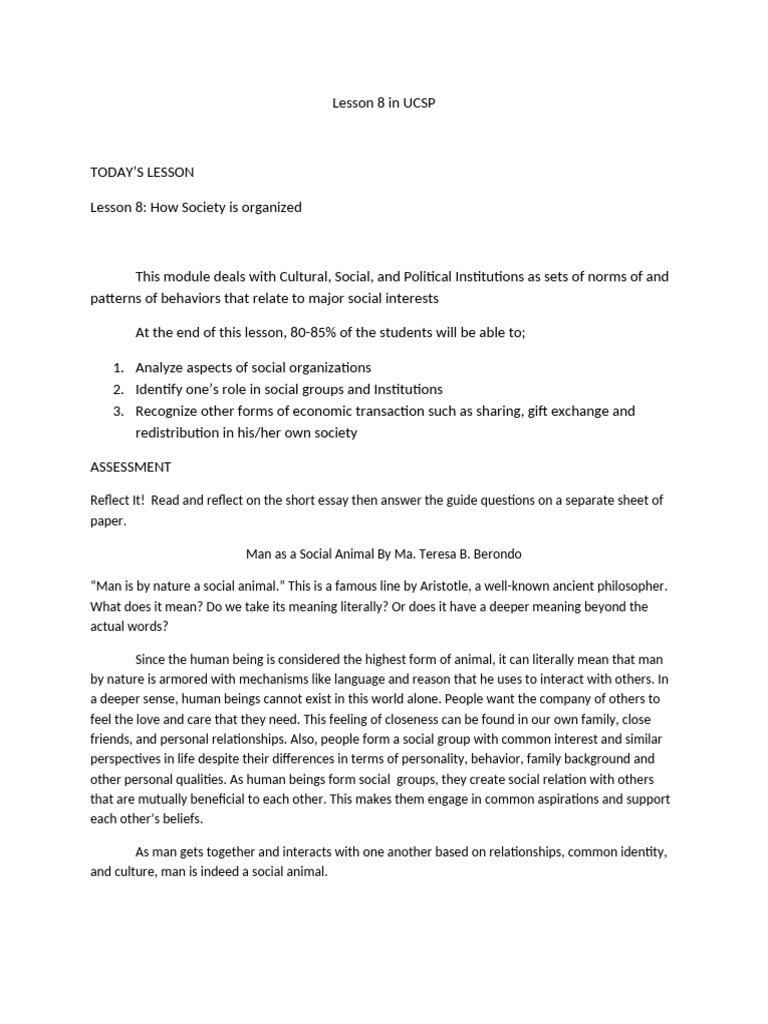 Lesson-8-in-UCSP 3 | PDF | Social Group | Psychological Concepts