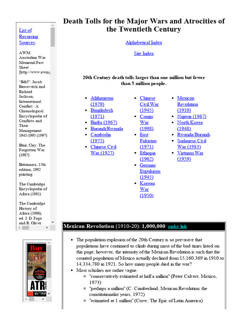 Twentieth Century Atlas - Death Tolls | PDF | Hutu | Tutsi