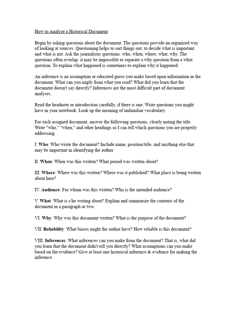 Analyzing Historical Documents Guide | PDF