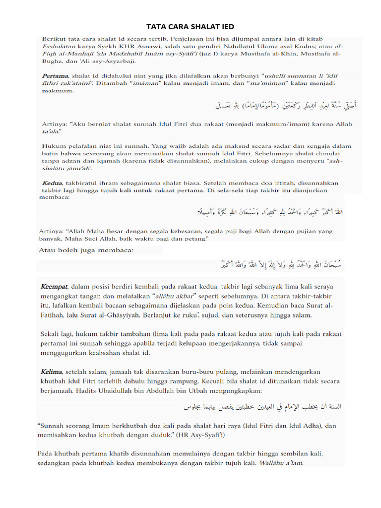 Tata Cara Shalat Ied | PDF
