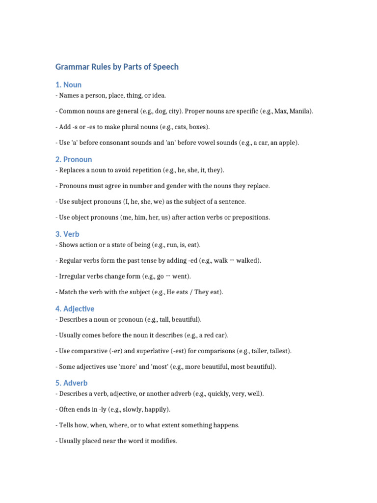 Essential Grammar Rules Overview | PDF