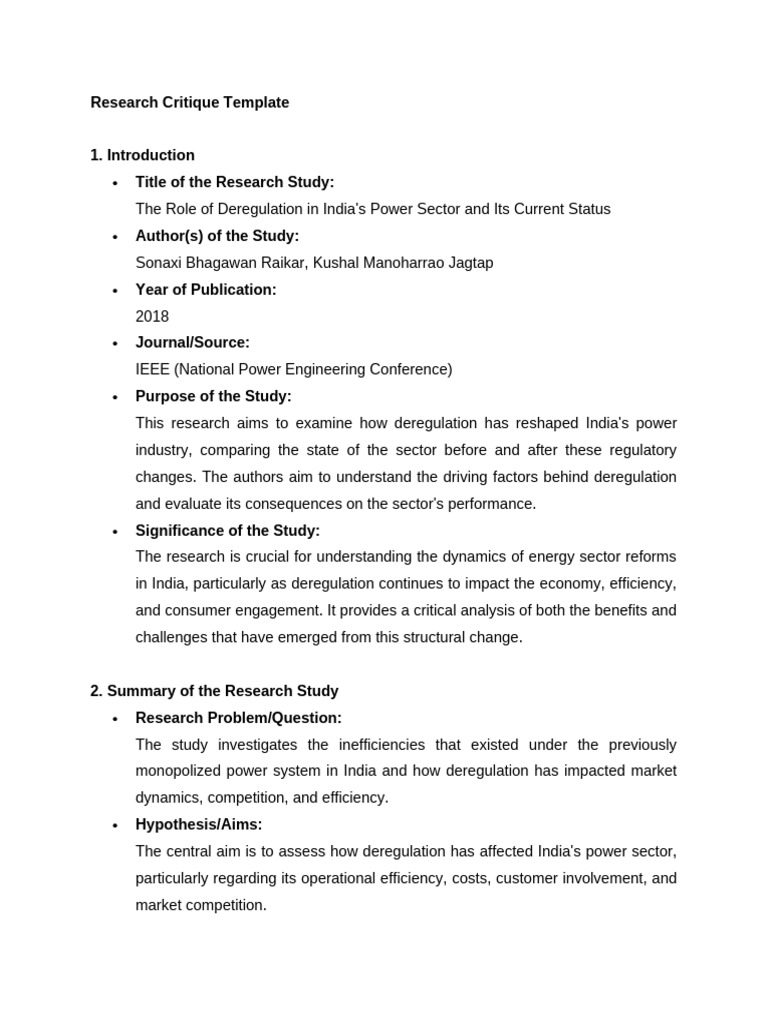 Role of Deregulation in Power Sector and Its Status in India (Research ...