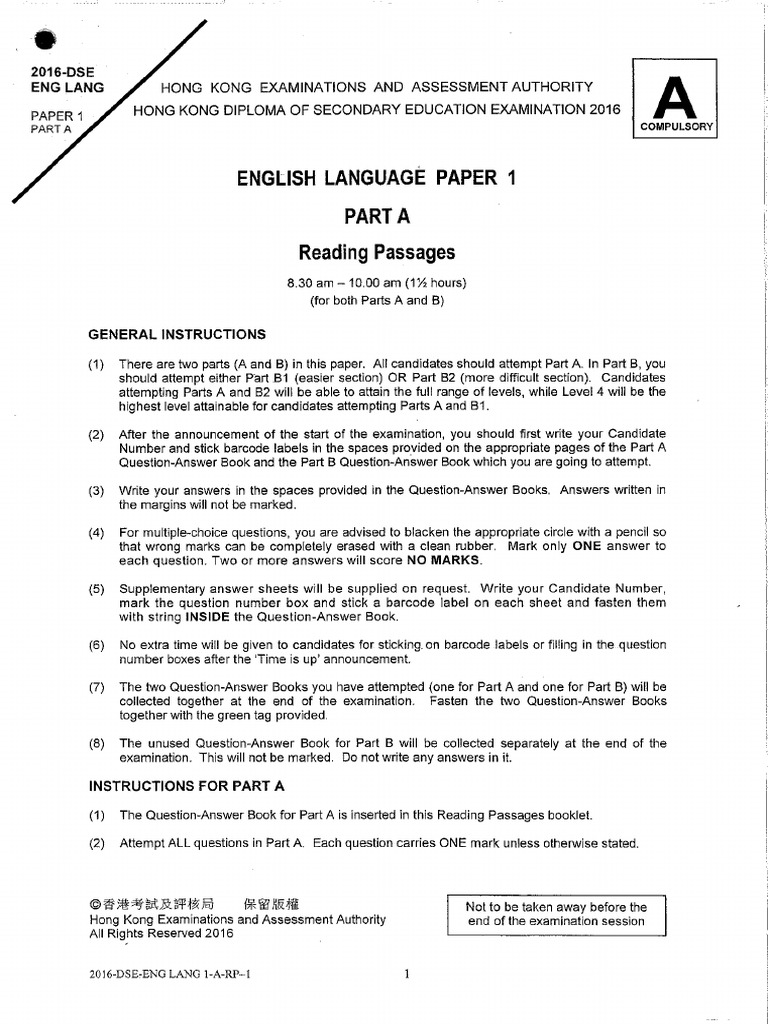 Paper 1 - Reading Passages + QA Book | PDF