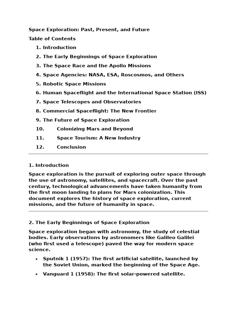 Space Exploration: History and Future Insights | PDF | Space ...