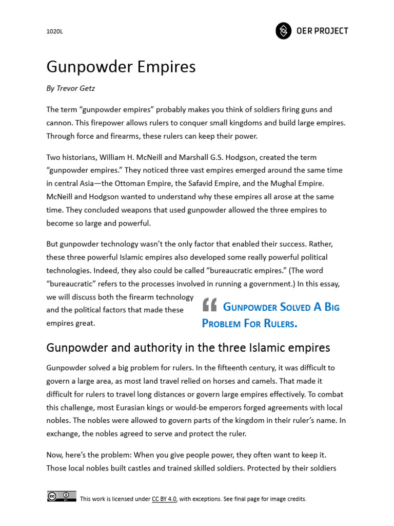 Article - Gunpowder Empires | PDF | Mughal Empire | Gun