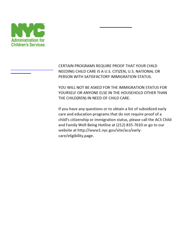 Child Care Assistance Immigration Requirements | PDF | Race And ...