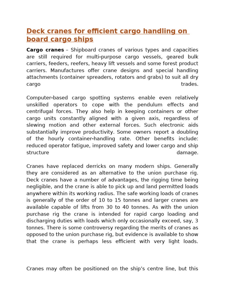 Crane Principal Movement | PDF | Crane (Machine) | Cargo