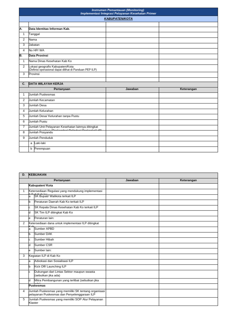 Instrumen Monev ILP - Lotim - Puskesmas ..... | PDF