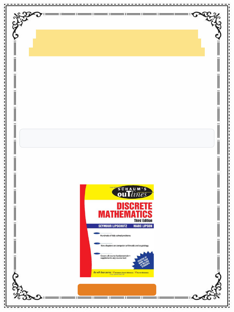 Schaum S Outline of Theory and Problems of Discrete Mathematics 3rd Edition Seymour Lipschutz ...