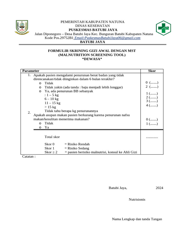 3.5.Form Skrining Mst Dewasa | PDF