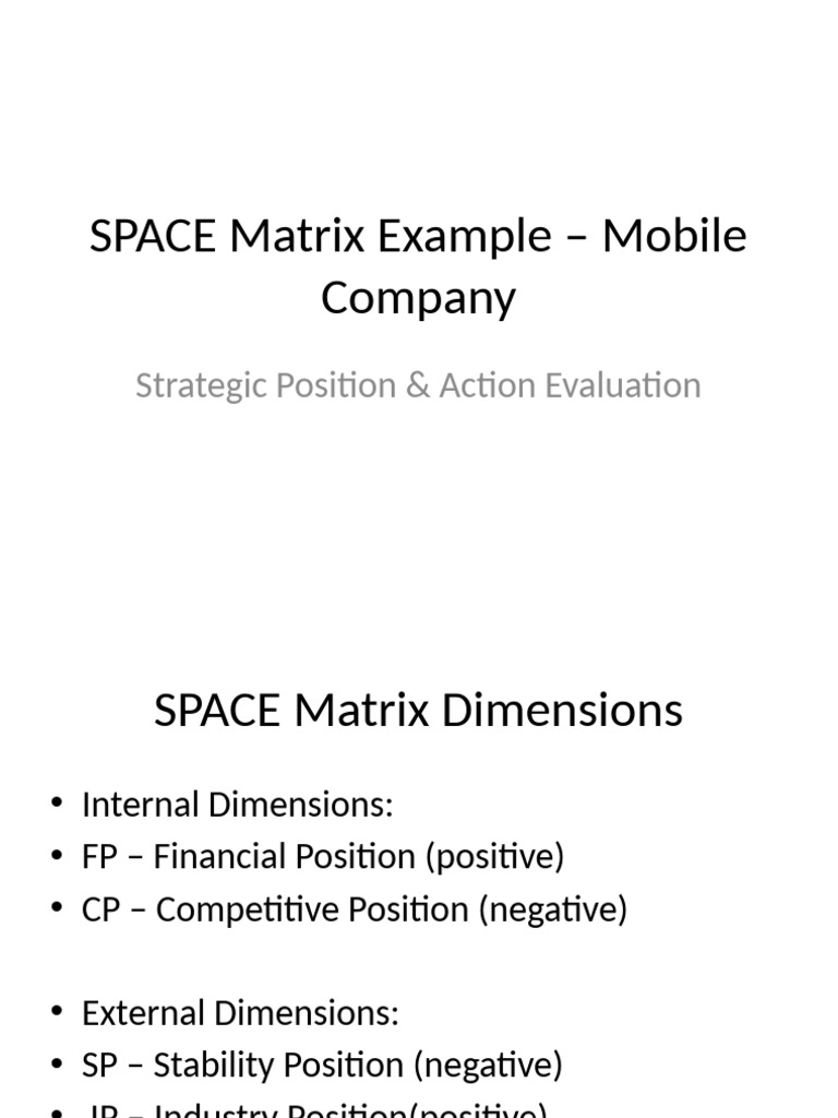 SPACE Matrix Chapter 8 by Fred R David Edition 16 | PDF