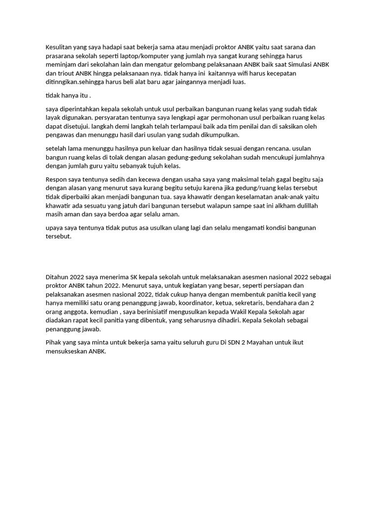 Kesulitan Yang Saya Hadapi Saat Bekerja Sama Atau Menjadi Proktor ANBK ...
