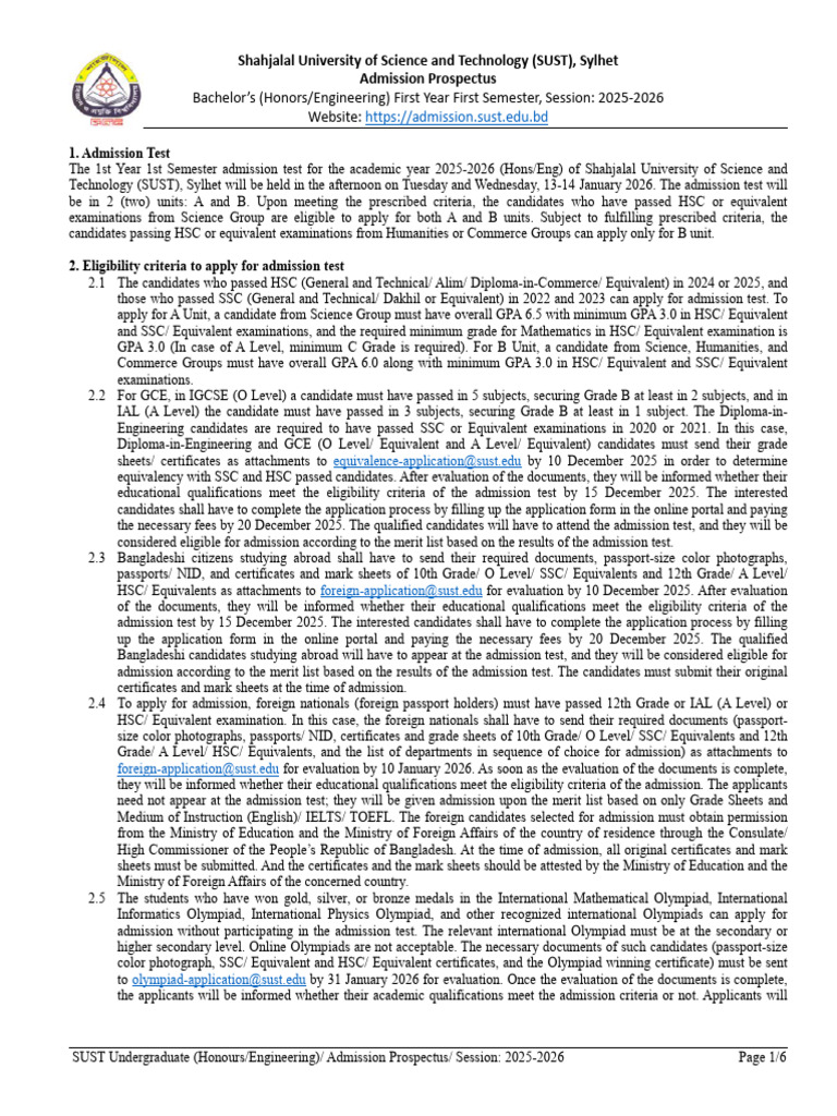 Prospectus Eng 2025 | PDF | University And College Admission ...