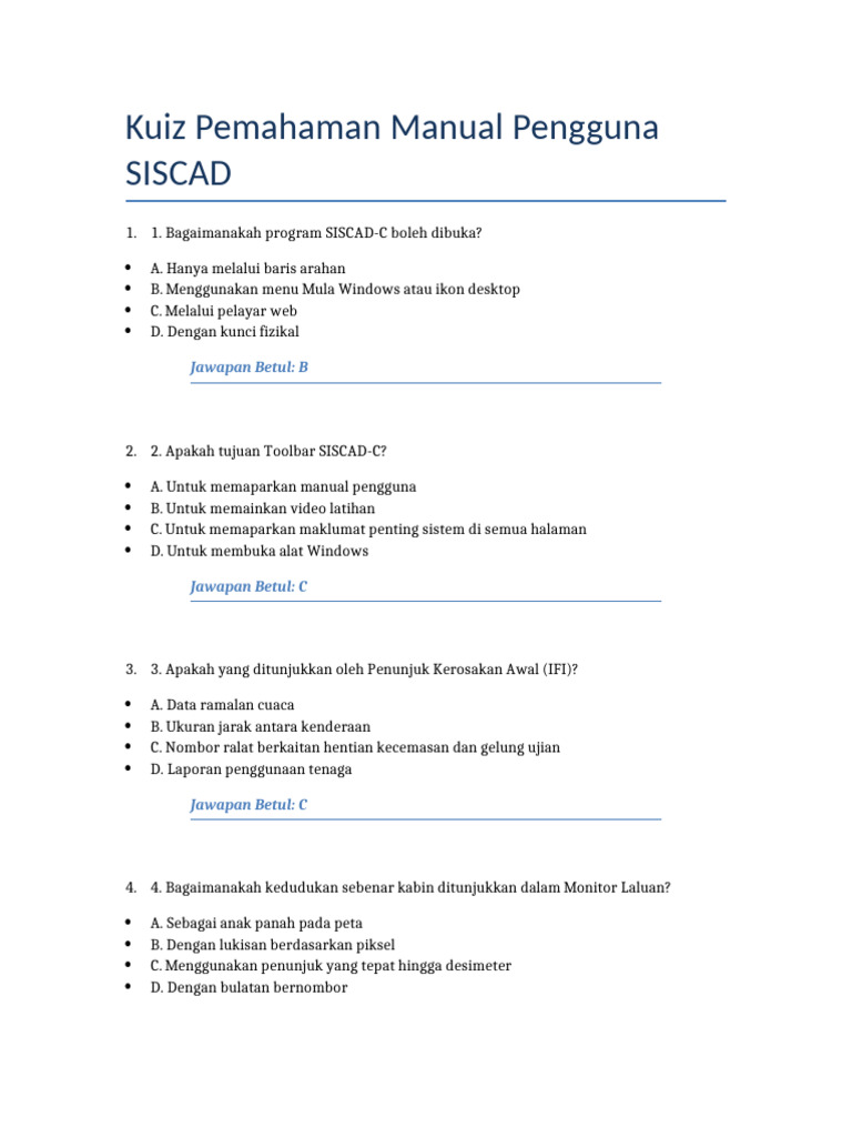 Kuiz SISCAD Bahasa Melayu | PDF