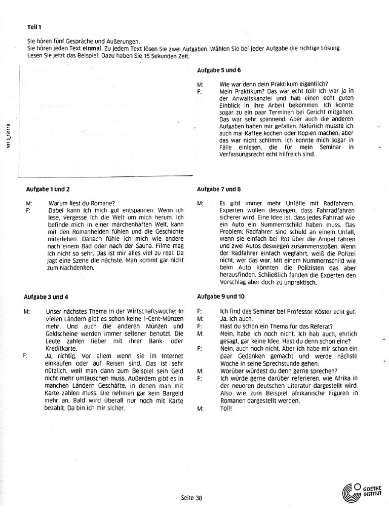 VNU Test, Modellsatz 2, Transkripte | PDF