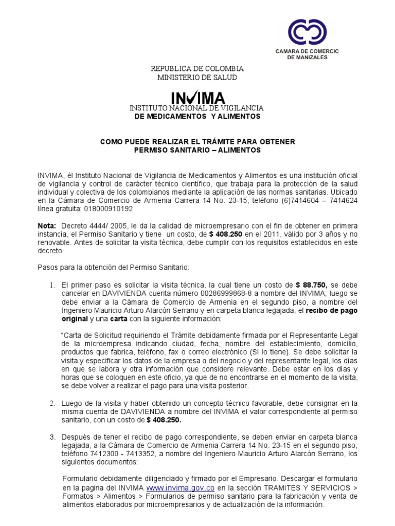 Permiso Sanitario Invima | Vigilancia | Calidad (comercial)